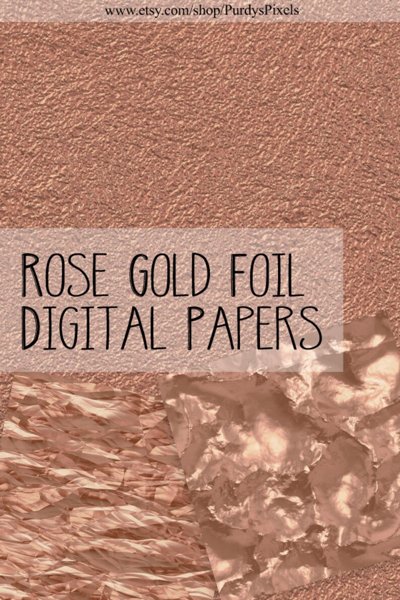 Digital Rose Gold Foil Paper Pack - 9 Seamless Metallic Rose Gold ...