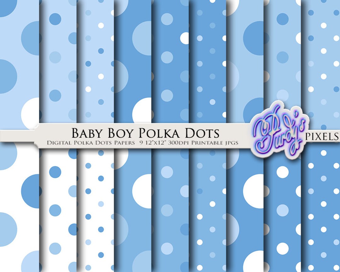Digital Baby Boy Polka Dots Printable Scrapbooking Paper in Light Blue ...