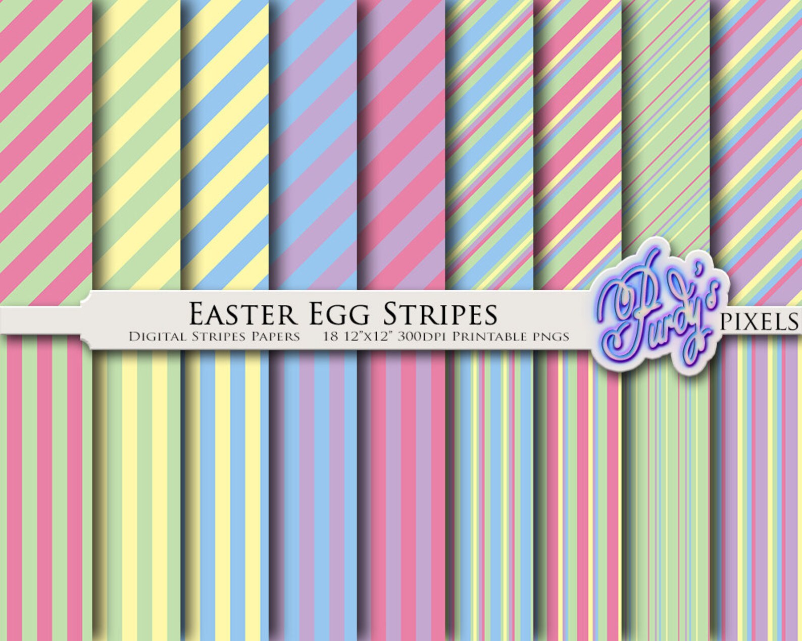 Pastel Stripes Easter Digital Paper Pack - Etsy