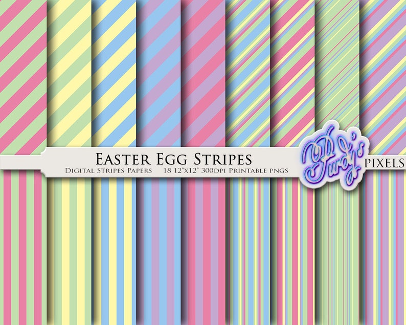 Pastel Stripes Easter Digital Paper Pack - Etsy