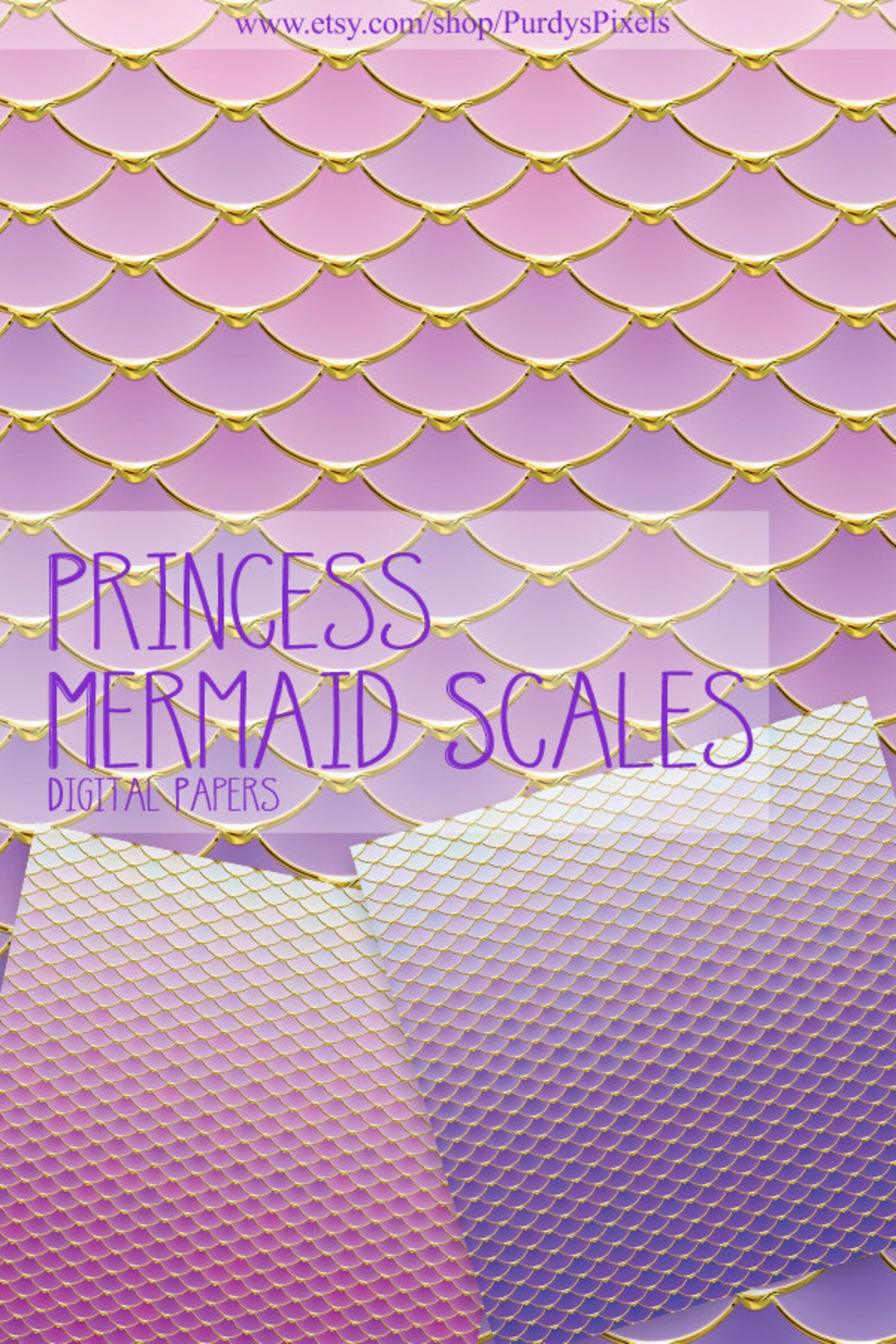 Digital Mermaid Paper Pack - Princess Mermaid Scales Printable ...
