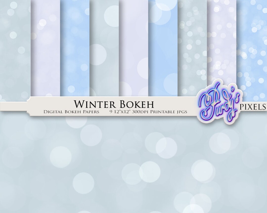 Winter Bokeh Digital Paper Pack - 9 Blue Bokeh Printable Scrapbooking ...