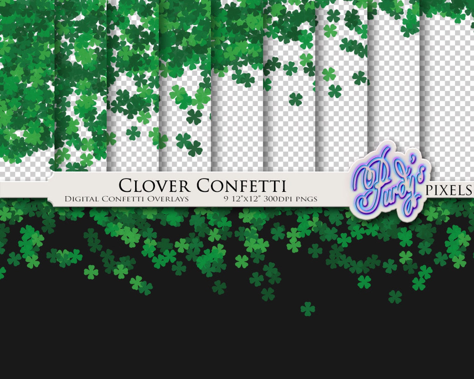 Digital Clover Confetti Digital Printable Scrapbooking Overlays for St ...