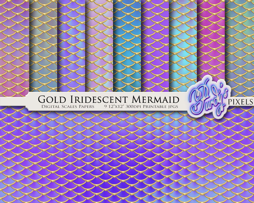 Iridescent Mermaid Scales Digital Paper Pack - 9 Seamless Pastel ...