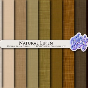 Natural Linen Digital Paper Pack - 9 Seamless Rustic Brown Linen Fabric ...