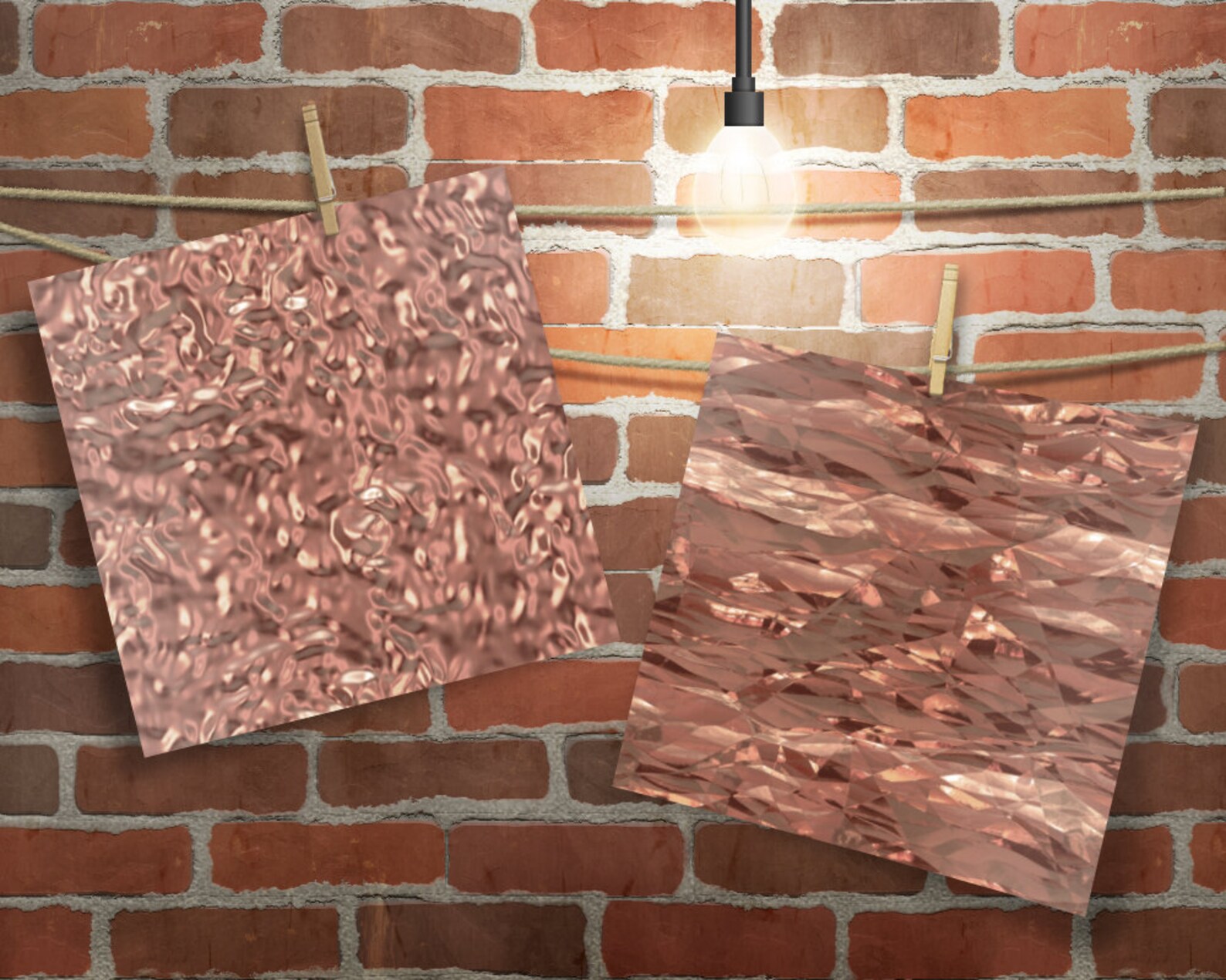 Digital Rose Gold Foil Paper Pack - 9 Seamless Metallic Rose Gold ...