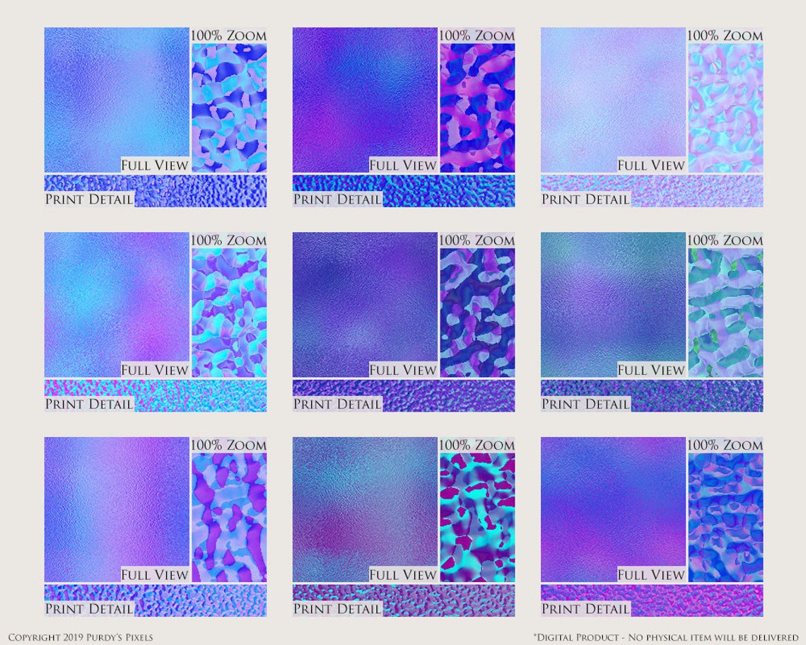 Holographic Digital Papers - Iridescent Digital Mermaid Glass Printable ...