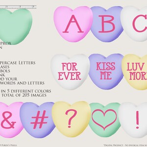Digital Conversation Hearts Alphabet Clipart for Valentine's Day - Etsy