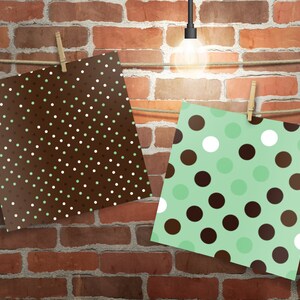 Mint Chocolate Polka Dots Digital Paper - Green and Brown Printable ...