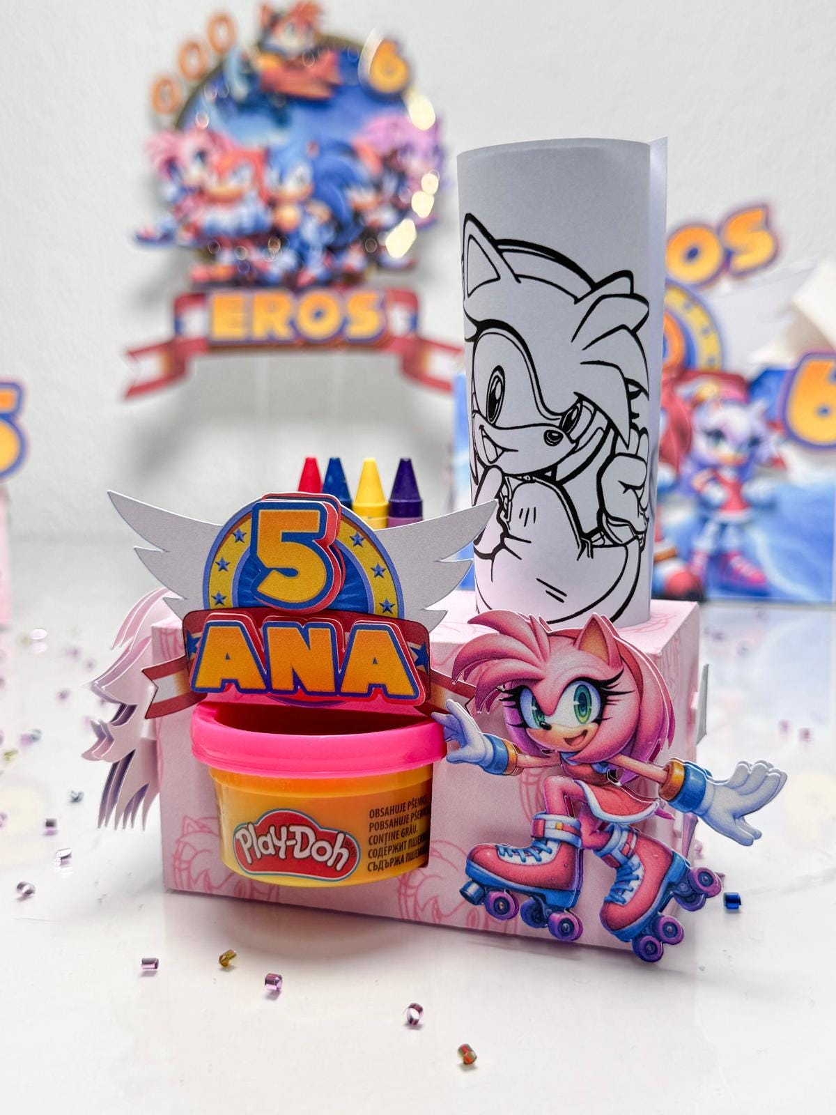 Amy Rose Coloring Box - Play-doh - Amy Rose Crayon Party Favor - Amy ...