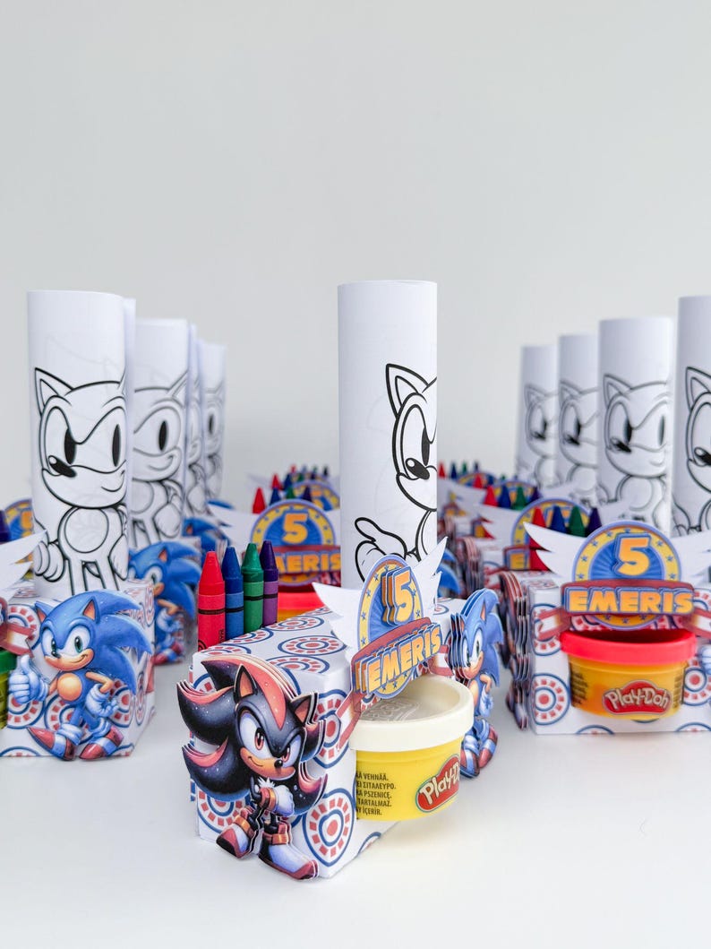 Sonic Coloring Box - Play-doh - Sonic Crayon Party Favor - Sonic Party ...
