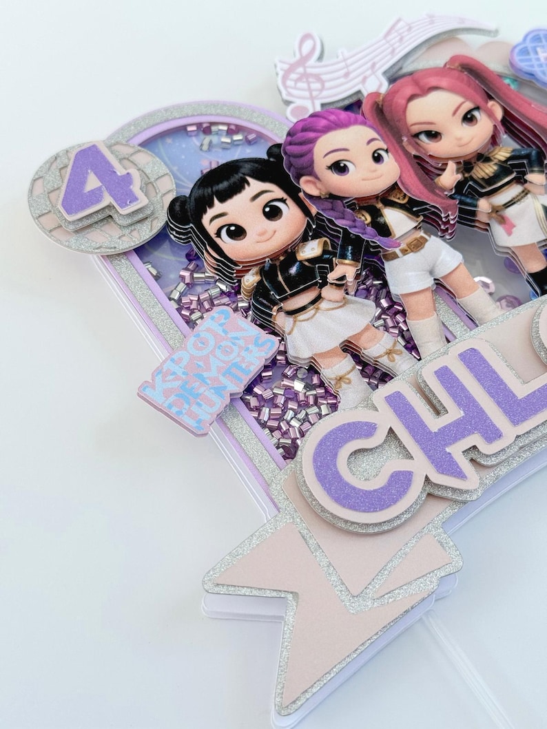 K-pop Demon Hunters Cake Topper 3D Shaker - Rumi-mira-zoey ...