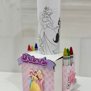 Princess 3D Coloring Box - Crayons Coloring Page - Party Favor Boxes - Etsy
