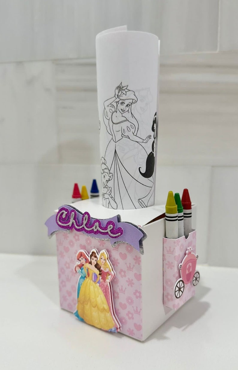 Princess 3D Coloring Box - Crayons Coloring Page - Party Favor Boxes - Etsy