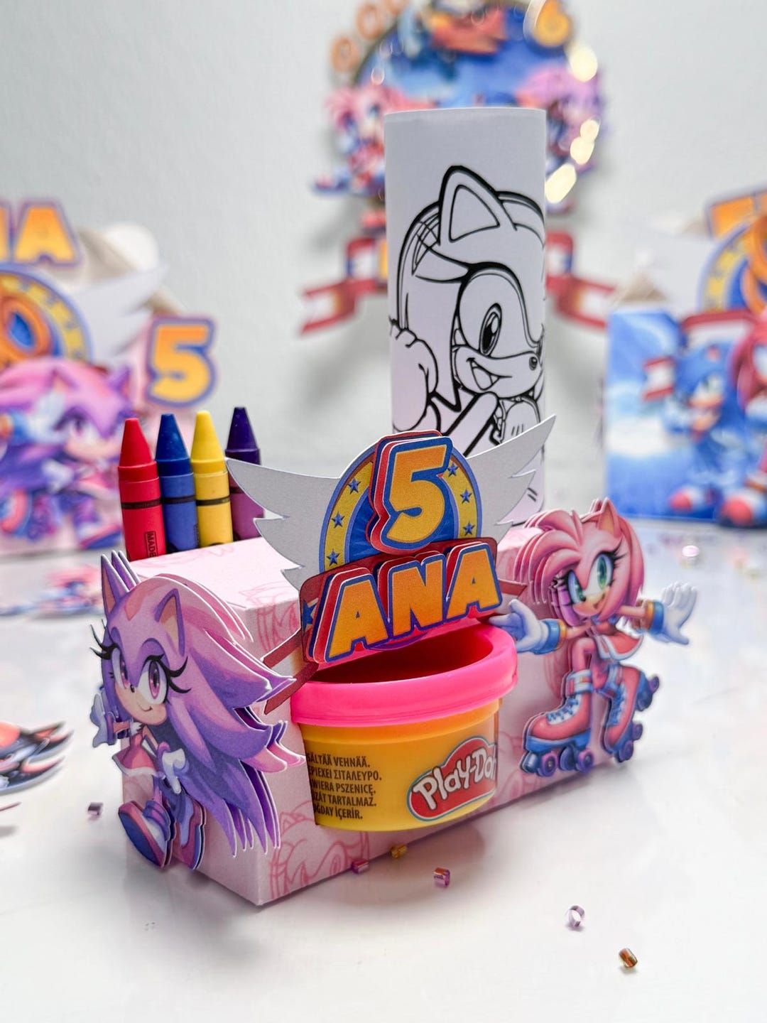 Amy Rose Coloring Box - Play-doh - Amy Rose Crayon Party Favor - Amy ...