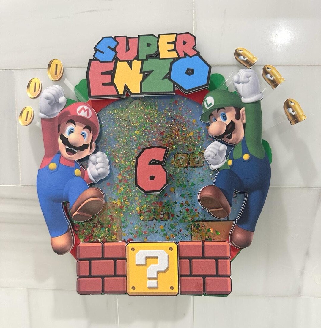 Cake Topper 3D Mario Bross Shaker With Lights - Mario Bross Party Decor ...