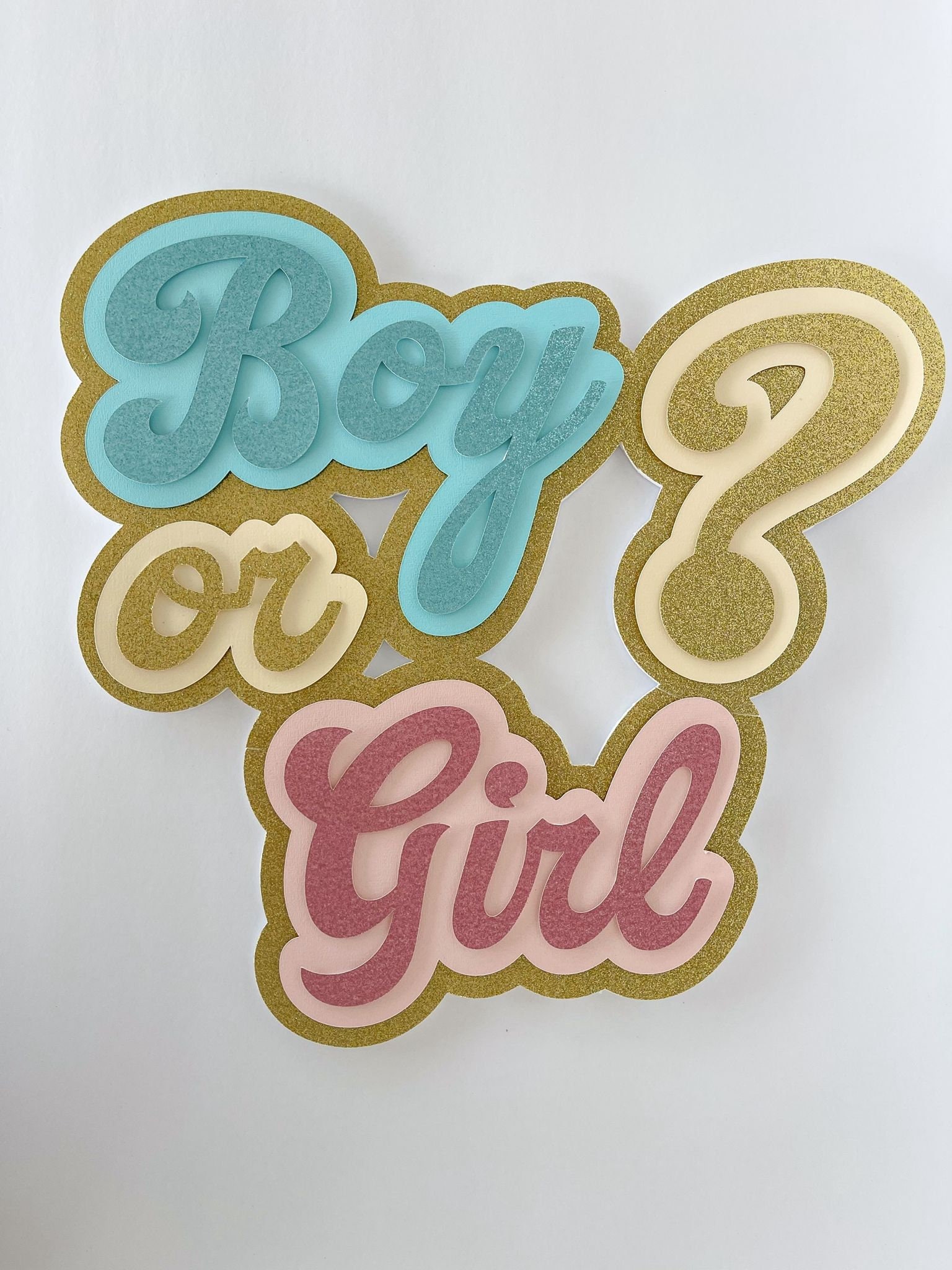 Boy or Girl 3D Cake Topper, Boy or Girl Party Decoration, Gender Reveal ...