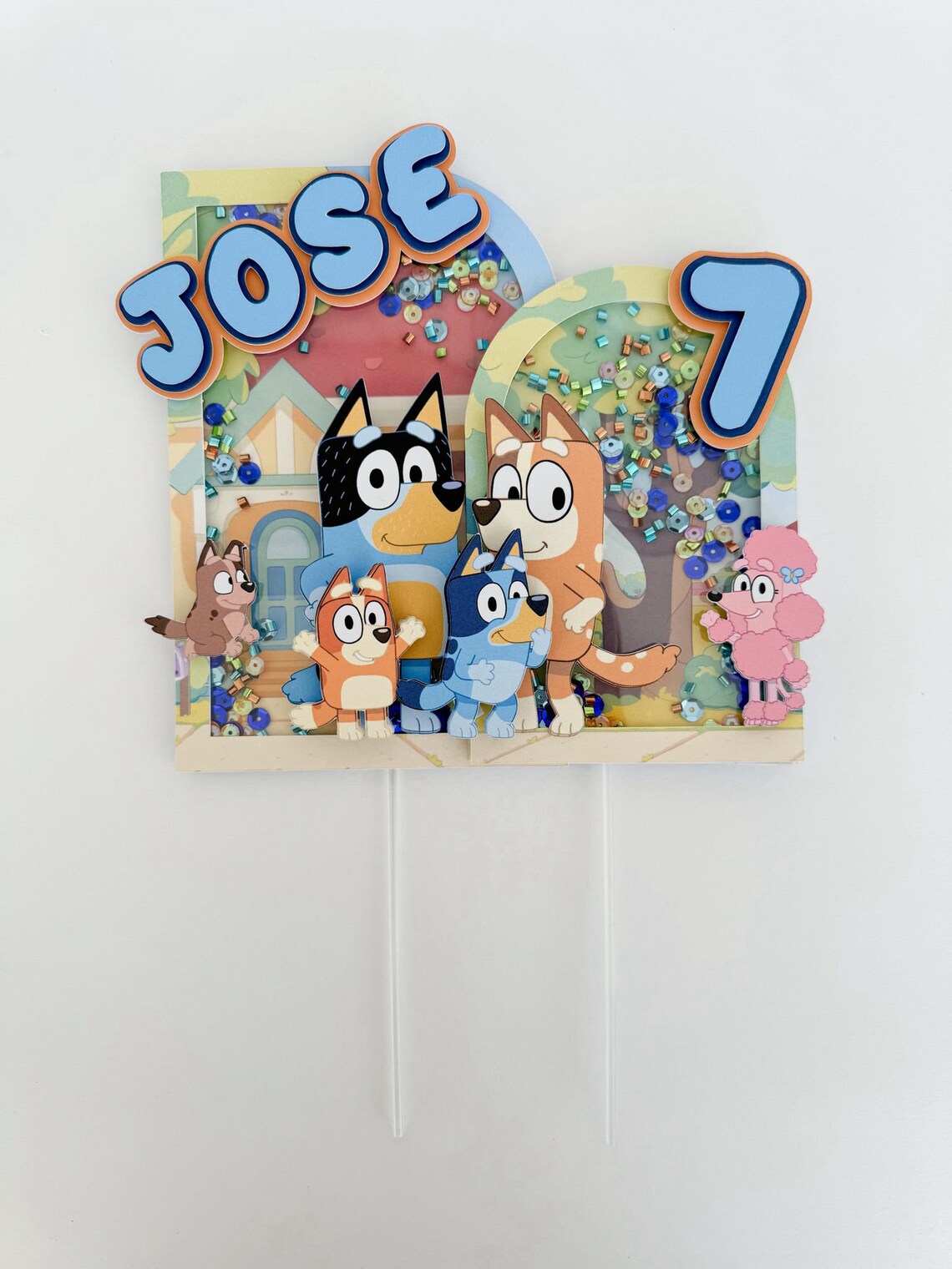 Cake Topper Shaker Bluey -cake Topper 3D Bluey - Bluey Personalized ...