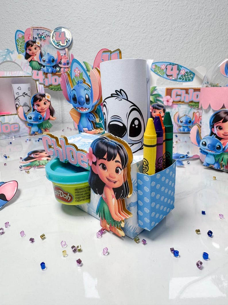 Lilo and Stitch Coloring Box - Stitch Play-doh - Stitch Crayon Party ...