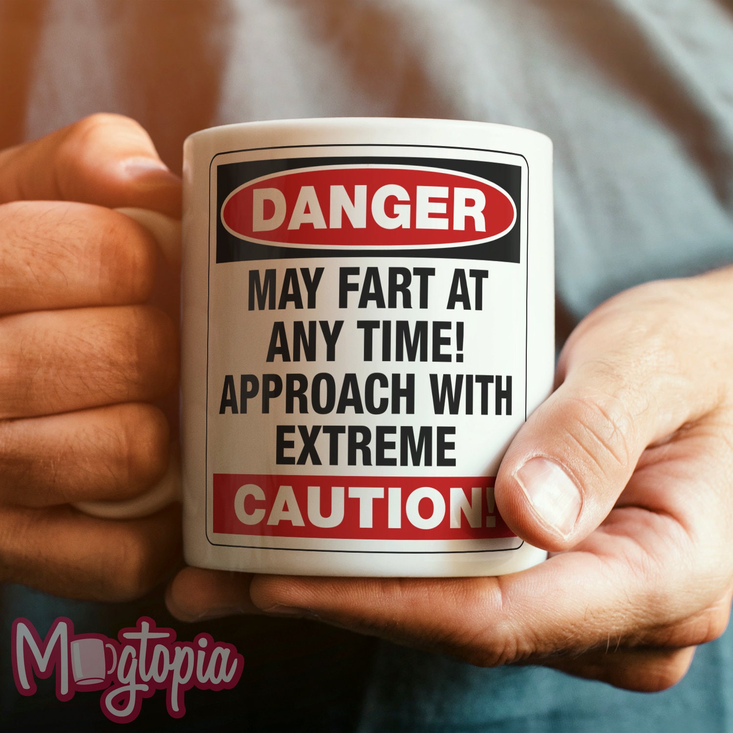 DANGER May Fart at Any Time! Mug - Funny Birthday Father's Day Dad ...