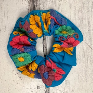 Gorgeous Floral Embroidered Scrunchies. Artisanal Braided. Embroidered ...