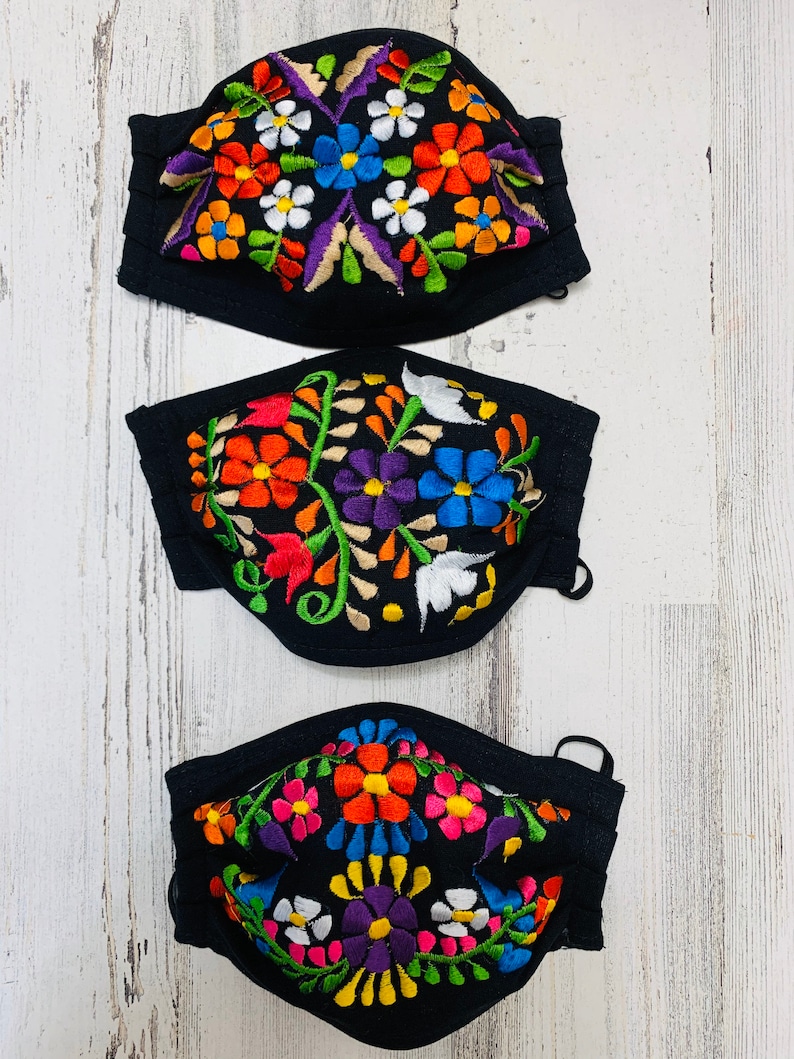 Gorgeous Floral Embroidered Face Masks, Reusable and Washable Face Mask ...