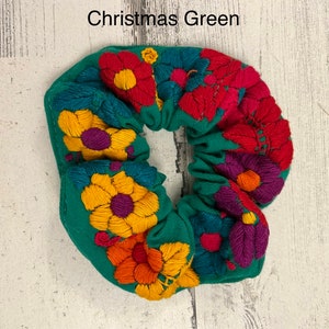 Gorgeous Floral Embroidered Scrunchies. Artisanal Braided. Embroidered ...