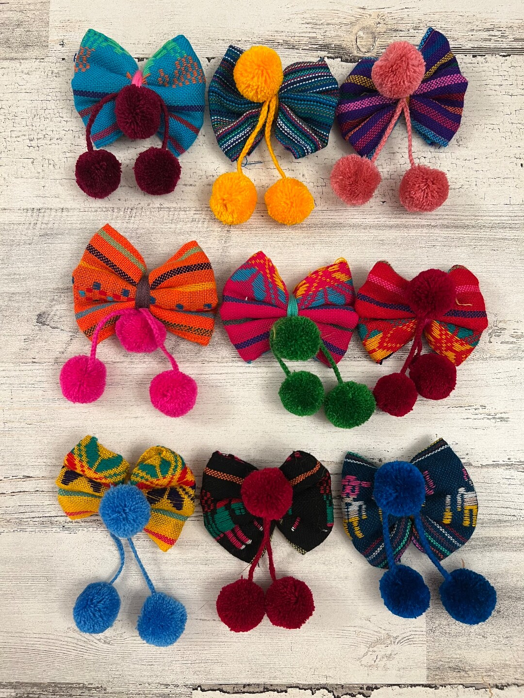 Mexican Pompom Hair Bows - Handmade Hair Bow- Artisanal - Made in ...