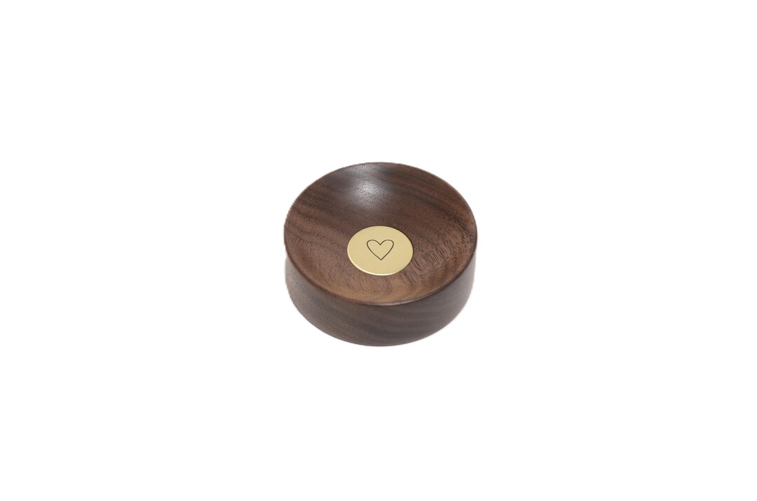 Walnut Wood Ring Dish With Brass Inlay, 21st Anniversary Gift - Etsy