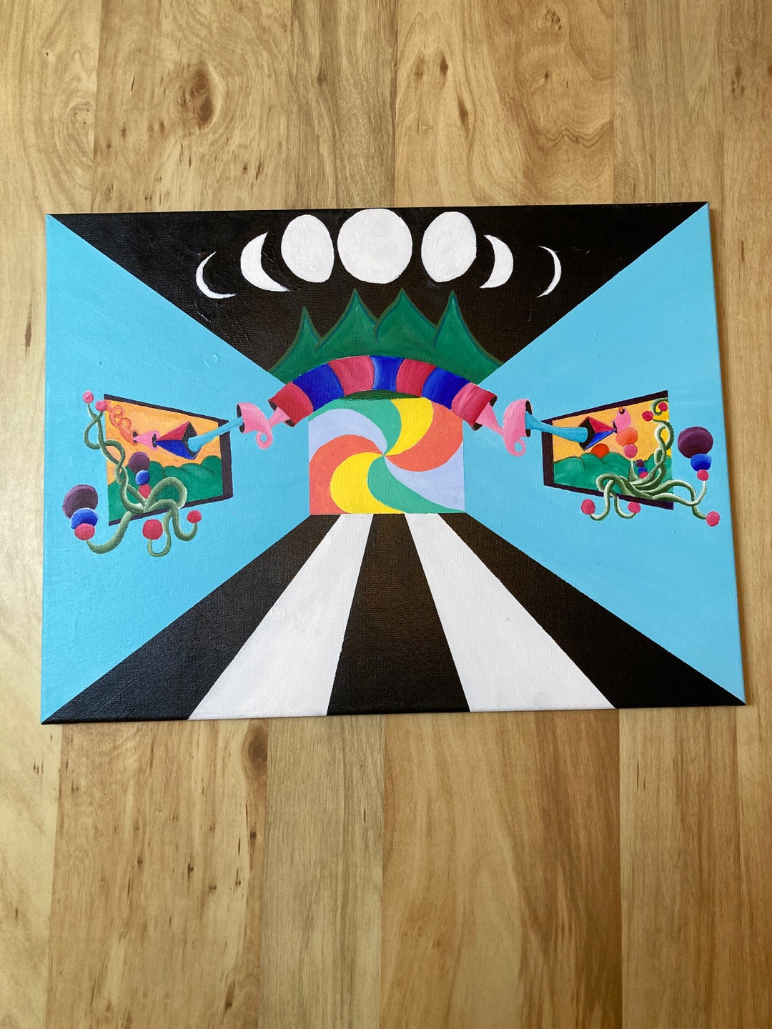 Original Psychedelic Painting Acrylic Wall Art Trippy Canvas Art ...