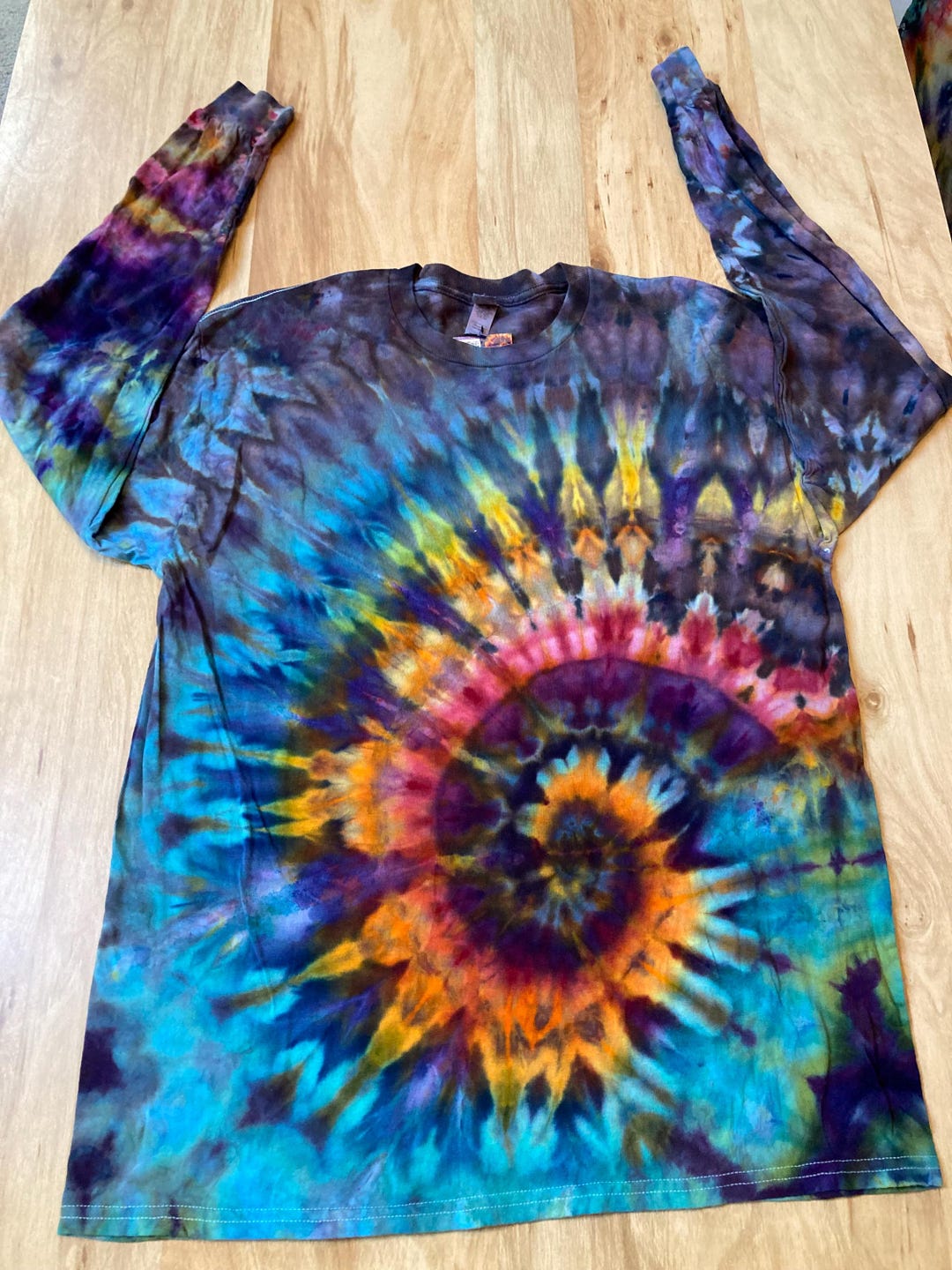 Large Shirt Handmade Spiral Swirl Shirt Trippy Tie Dye Tee Lotus Flower ...