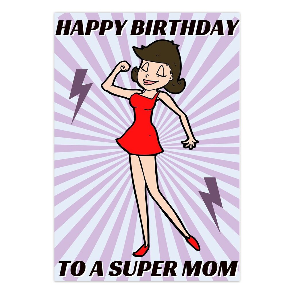 Super Mom Birthday Card Etsy