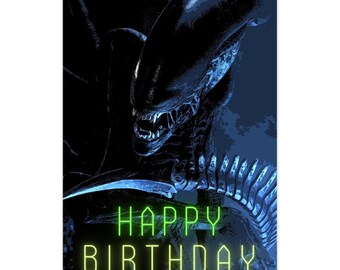 Alien Birthday Card | Etsy