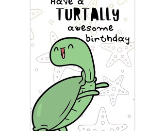 PRINTABLE Sea Turtle Birthday Card, Ocean Animal Happy Birthday Card ...