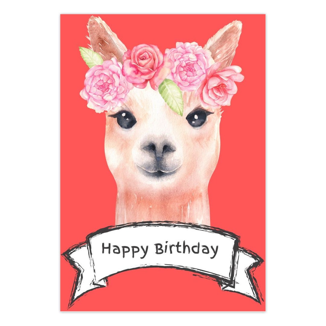 Cute Llama Birthday Card - Etsy