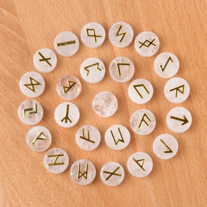 25pc A Set Natural Gemstone Runes Letter Disc Beads - Etsy