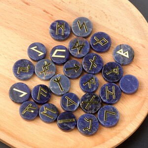 25pc A Set Natural Gemstone Runes Letter Disc Beads - Etsy