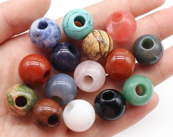 Natural 50pcs Genuine Natural Large Hole Loose Round Blue Sodalite ...