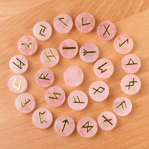 25pc A Set Natural Gemstone Runes Letter Disc Beads - Etsy