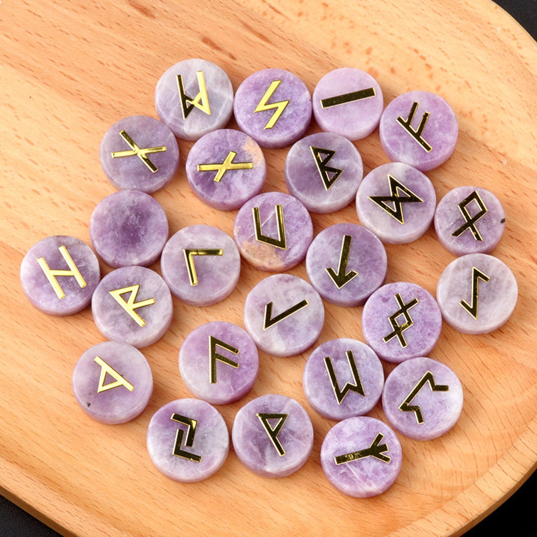 25pc A Set Natural Gemstone Runes Letter Disc Beads - Etsy