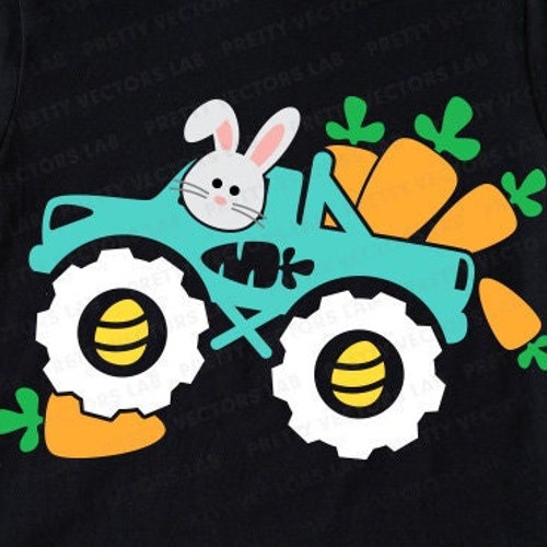 Easter Monster Truck SVG File With Easter Bunny and Easter - Etsy
