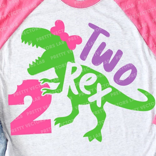 2 Rex SVG Girl Two Rex Dinosaur Birthday Svg Clipart 2nd - Etsy
