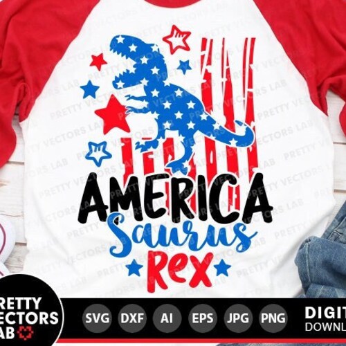 4th of July Svg Patriotic Dinosaur Svg USA T-rex Cut Files - Etsy
