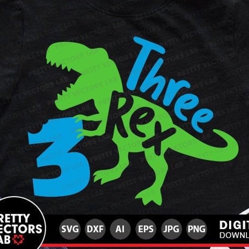 Third Birthday Svg Three-rex Svg T-rex Birthday Svg 3rd - Etsy
