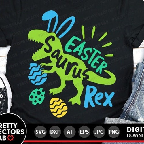 Easter Dinosaur Svg T-rex Bunny Svg Happy Easter Cut Files - Etsy