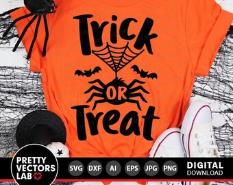 Trick or Treat SVG Cut File Halloween Shirt Design Spooky - Etsy
