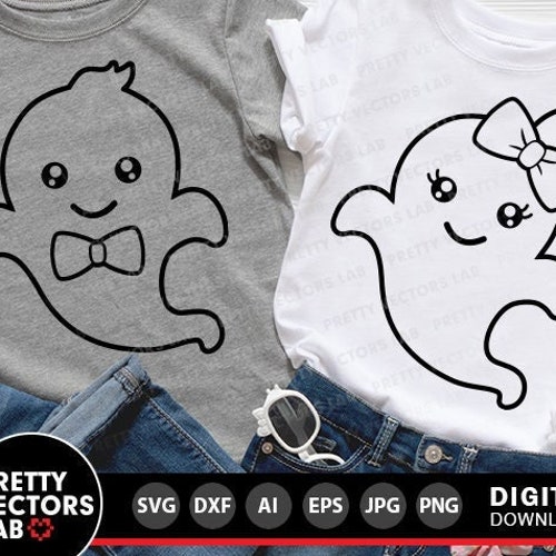 Cute Ghost Svg Halloween Cut Files Little Ghosts With Bow - Etsy