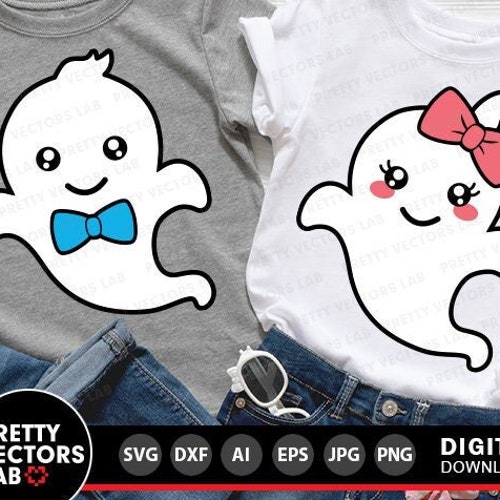Cute Ghost Svg Halloween Cut Files Little Ghosts With Bow - Etsy