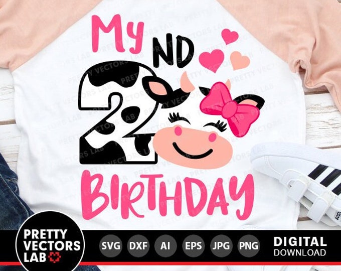 Vaca número dos cumpleaños svg 2º cumpleaños svg Cow print svg Birthday ...