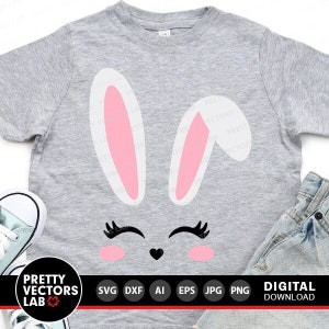 Bunny Svg, Easter Svg, Easter Bunny Cut Files, Cute Bunny Face Svg Dxf ...